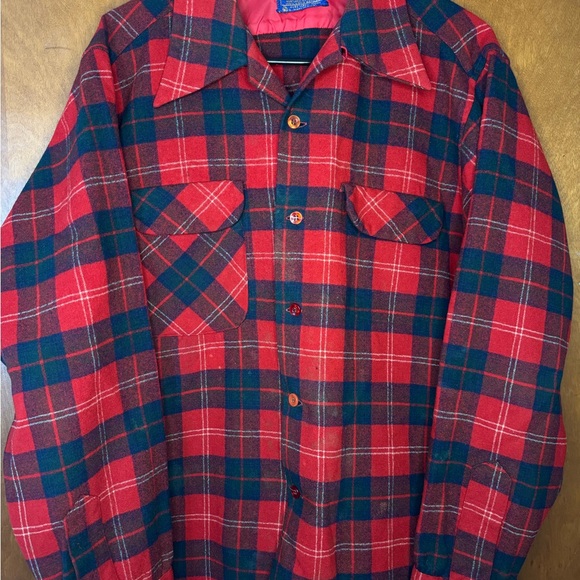 Pendleton | Jackets & Coats | Pendleton Red And Blue Plaid Wool Shirt ...